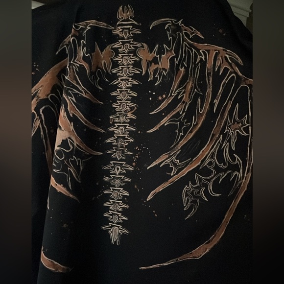 Shirts | Hand Drawn Bleach Vertebrae With Skeleton Wings | Poshmark